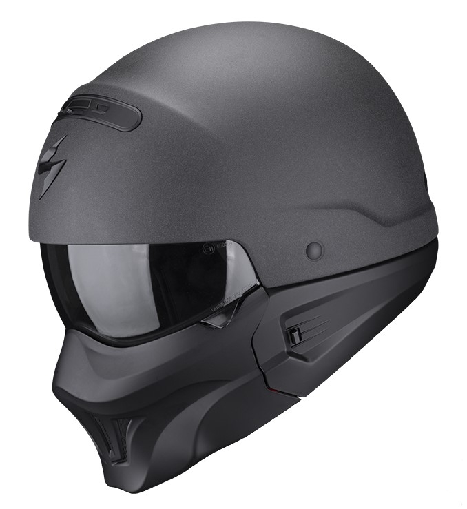 Casco abierto con máscara Scorpion Exo-Combat Evo Graphite gris oscuro ...